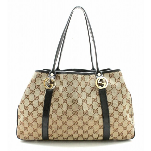 Gucci | Bags | Gucci Gg Twins Leather Tote Shoulder Bag Black | Poshmark